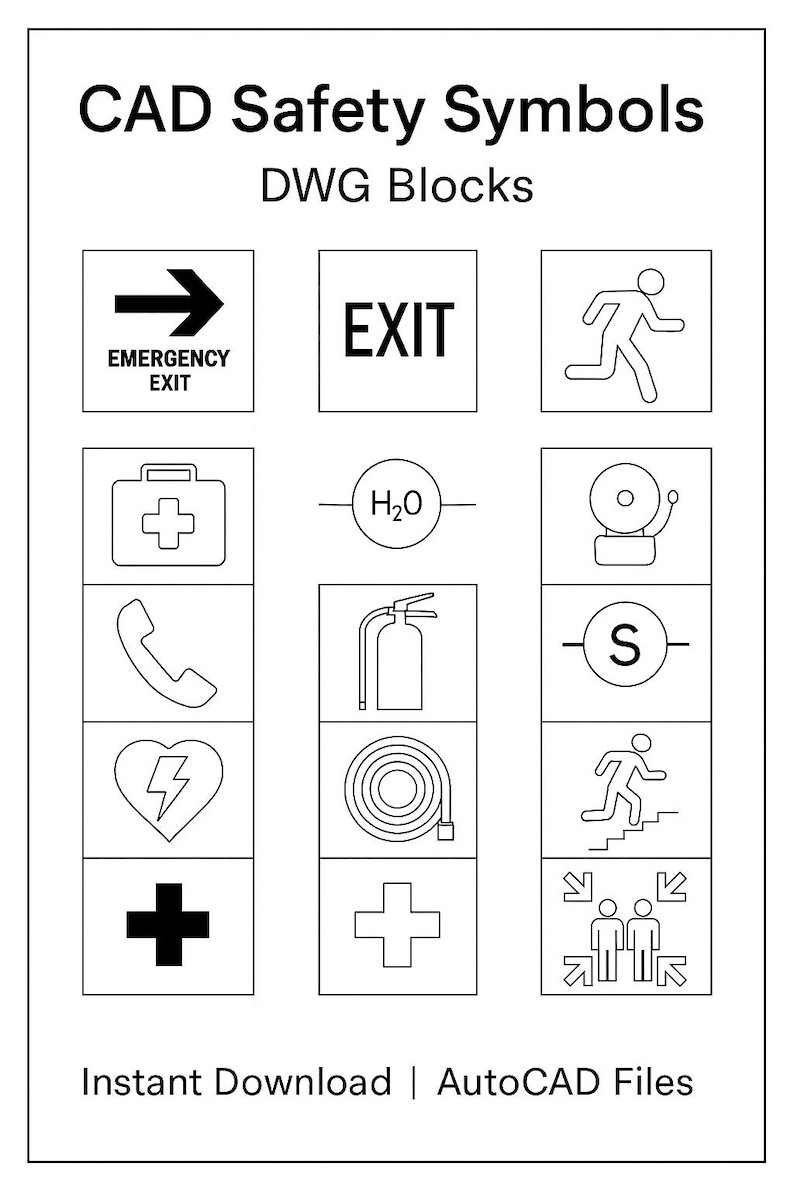 Ultimate DWG Block Bundle for Emergency Plans: Essential Safety Symbols ...