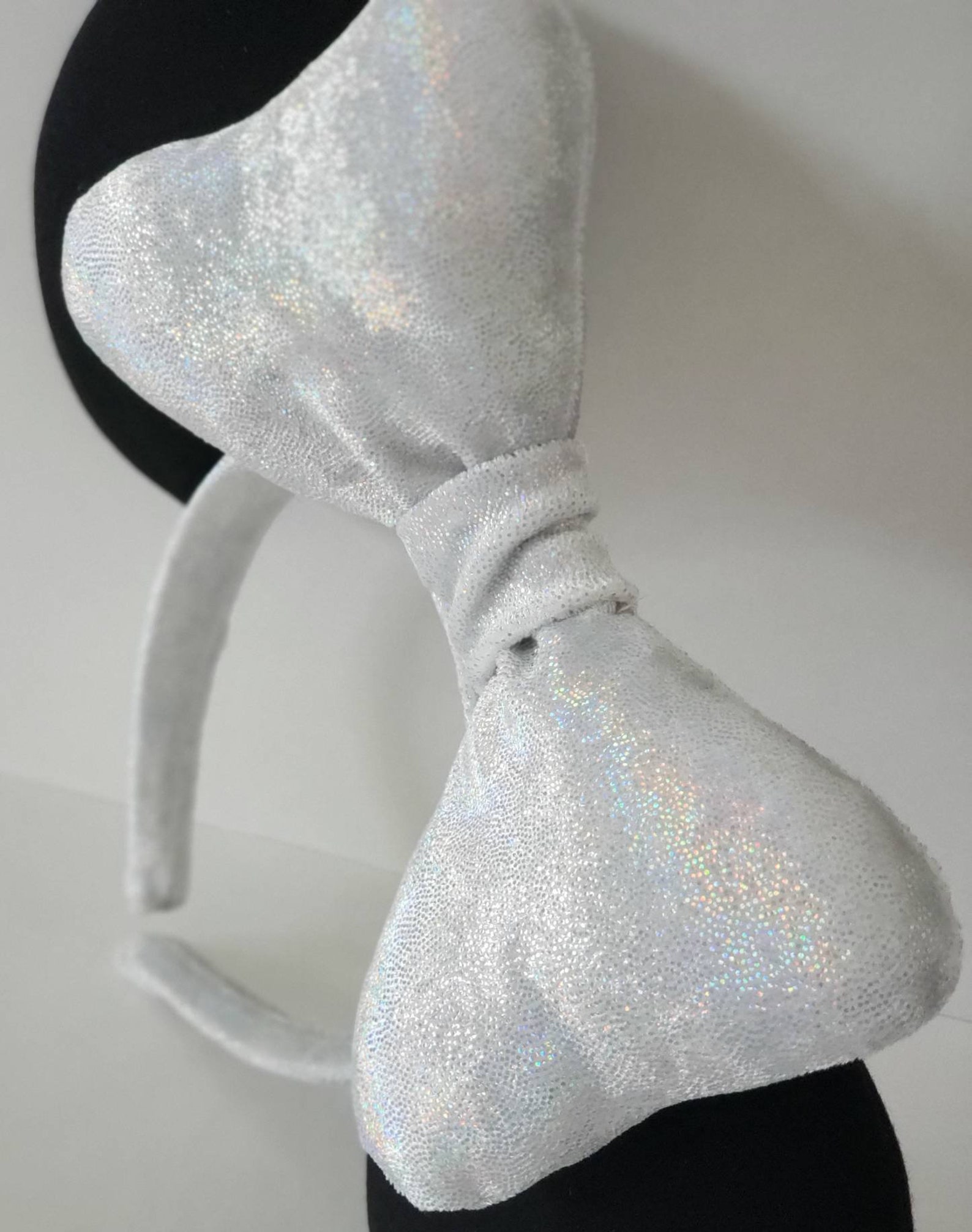 Silver Iridescent Velvet Mouse Ears Headband Shiny Mouse - Etsy