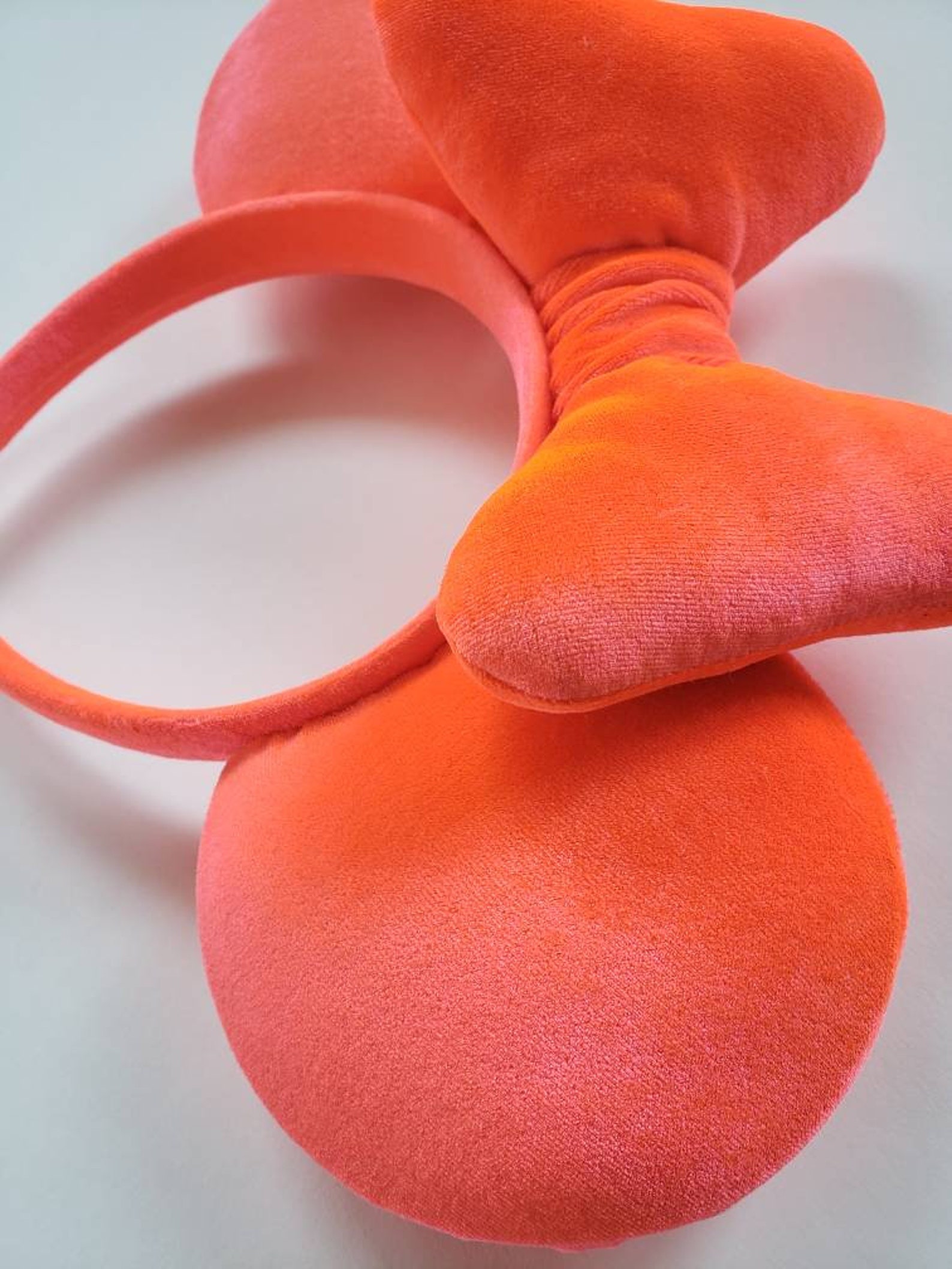 Neon Orange Velvet Mouse Ears Headband Bright Fluorescent - Etsy