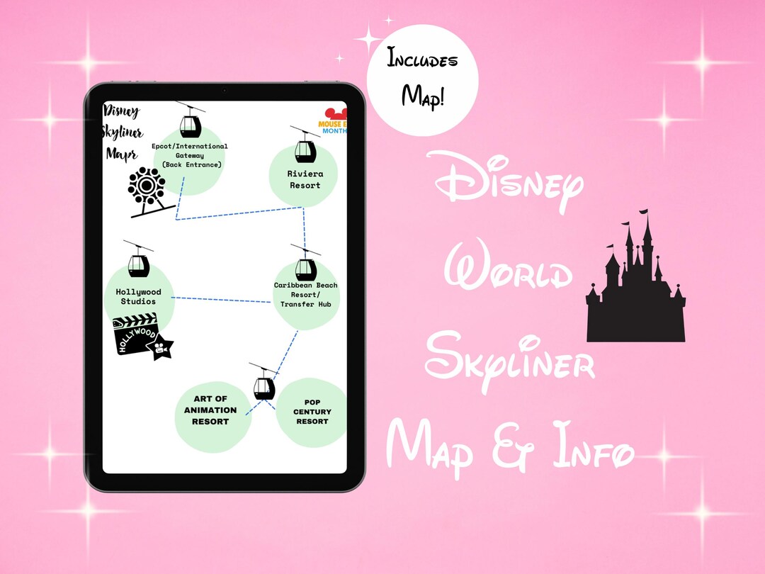 Disney Skyliner Map & Guide, WDW Transportation Printable Route Planner ...