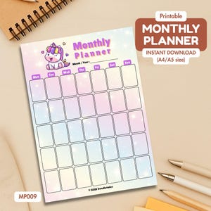 Monthly Planner Printable - PDF - Digital Download for A4 A5 Size ...