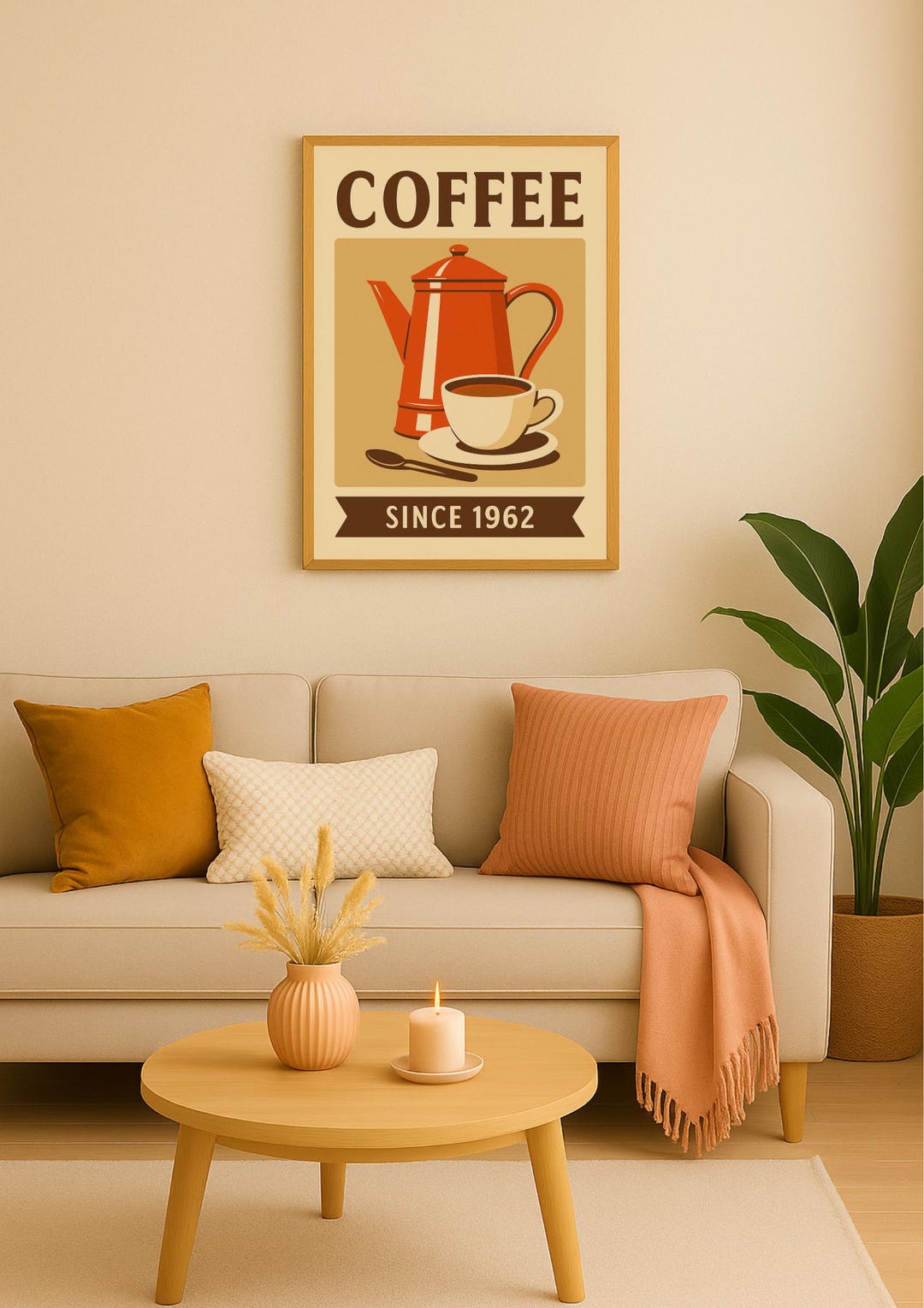 Vintage Coffee Poster – “coffee Since 1962” Retro Illustration to ...