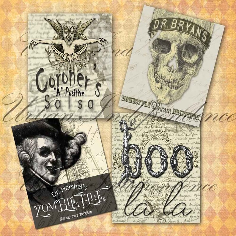 Vintage Halloween Bottle Labels Printable Digital Collage Sheet Instant ...