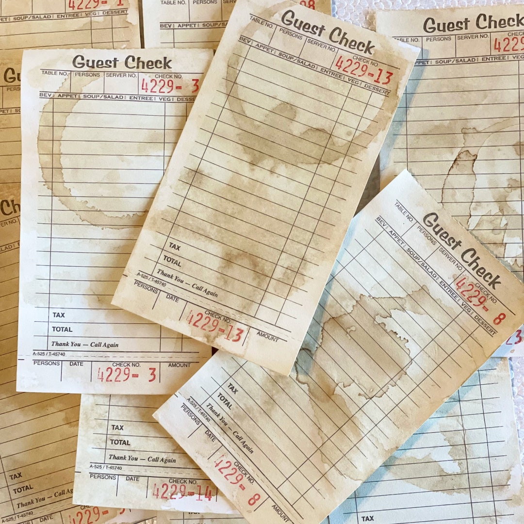 Coffee Stained Guest Checks/ Grungy / Junk Journal Supplies / Coffee ...