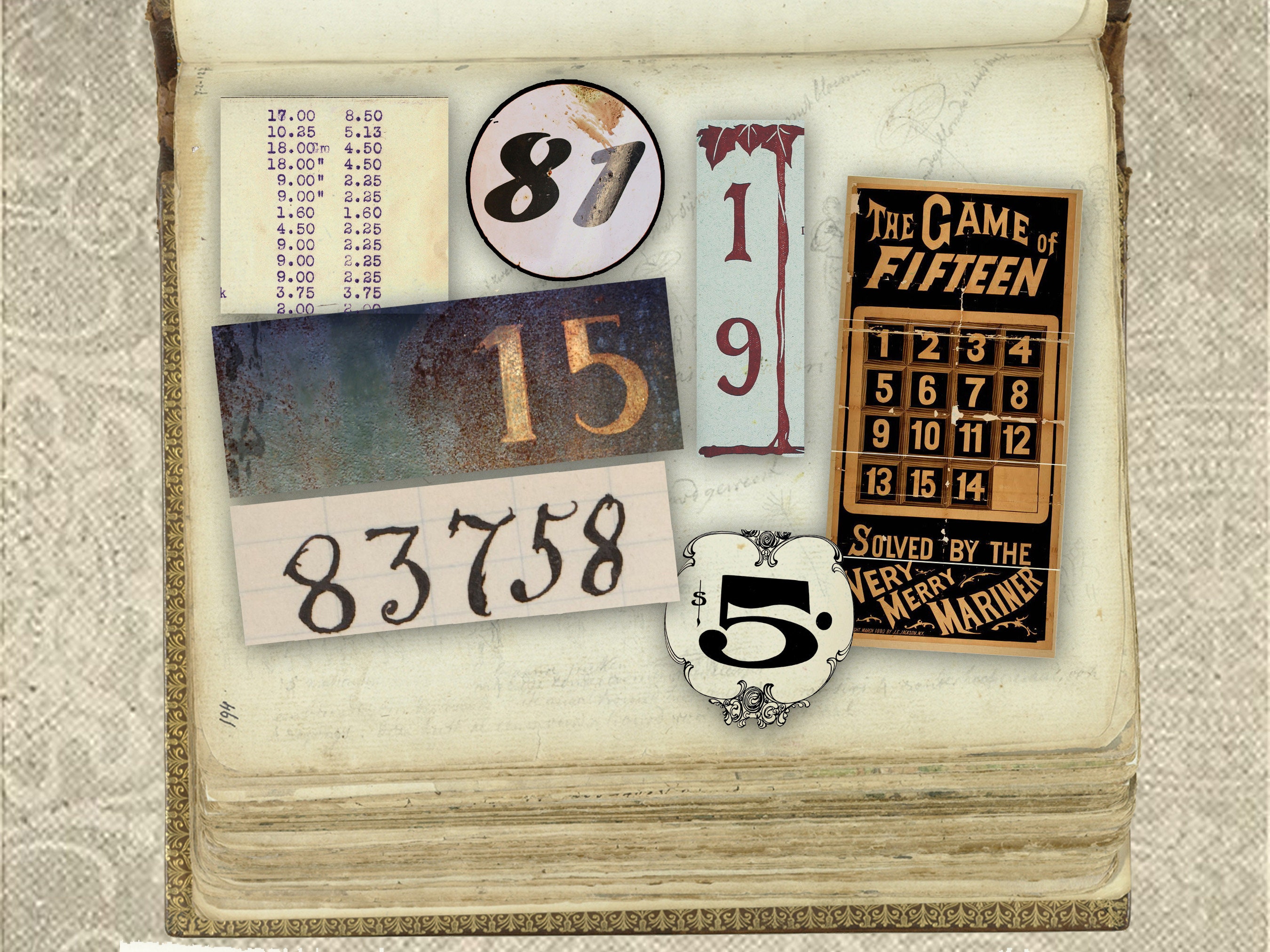 Printable Vintage Numbers Clipart Shabby Distressed Grunge Number ...