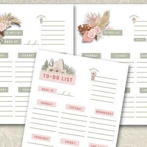 To-do List - 3 Boho Printable Planner Pages - Weekly Tracker -daily ...