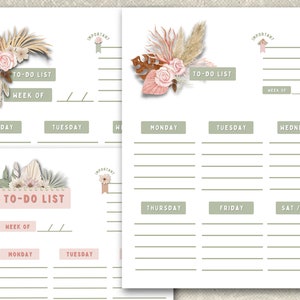 To-do List 3 Boho Printable Planner Pages Weekly Tracker daily Routine ...