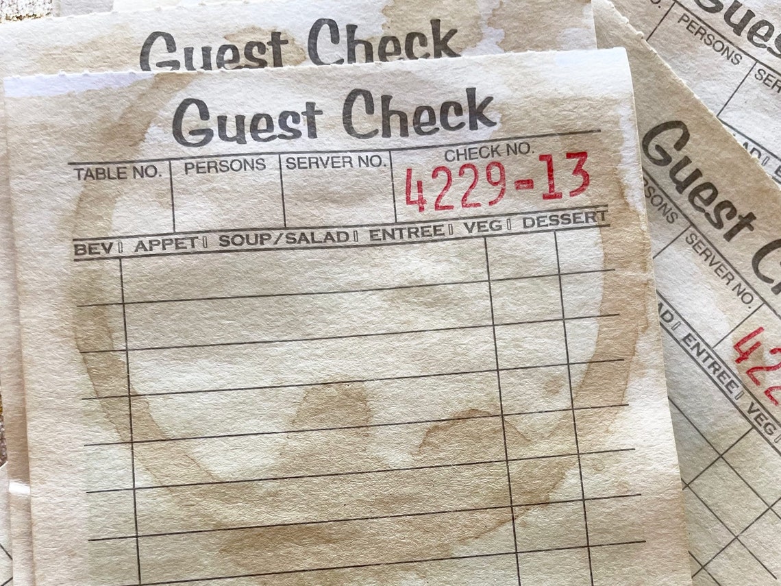 Coffee Stained Guest Checks/ Grungy / Junk Journal Supplies / Coffee ...