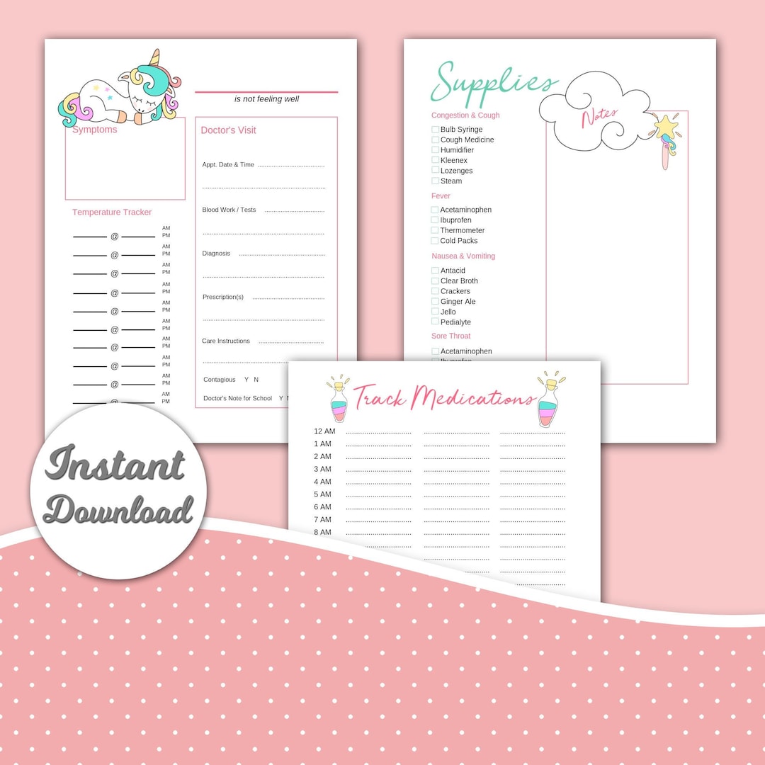 School Sick Day Tracker, Symptom and Medication Tracker, Sick Day ...
