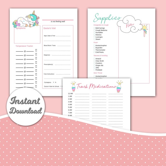 School Sick Day Tracker Symptom and Medication Tracker Sick - Etsy