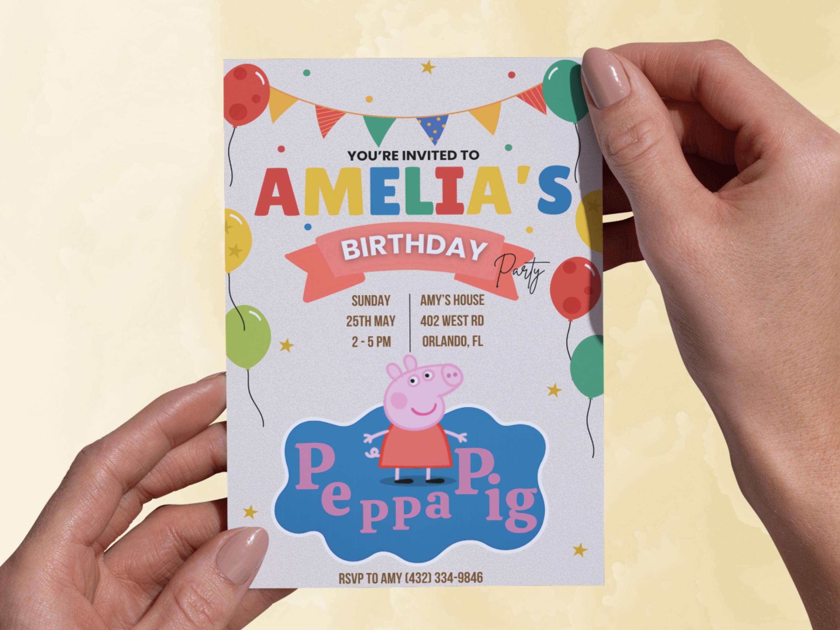 Editable Peppa Pig Birthday Invitation Digital, Peppa Pig and Friends ...