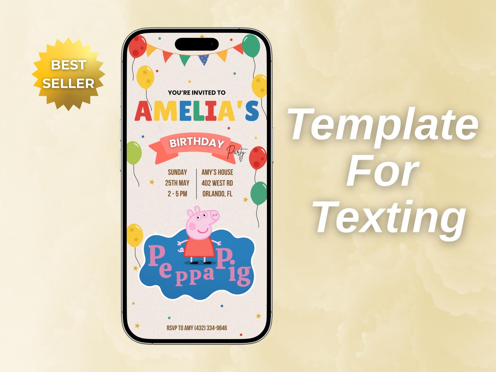 Editable Peppa Pig Birthday Invitation Digital, Peppa Pig and Friends ...