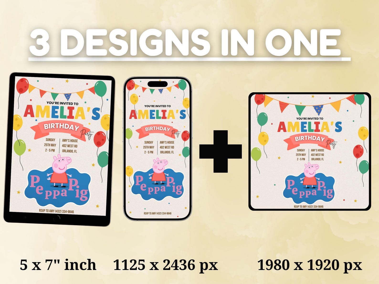 Editable Peppa Pig Birthday Invitation Digital, Peppa Pig and Friends ...