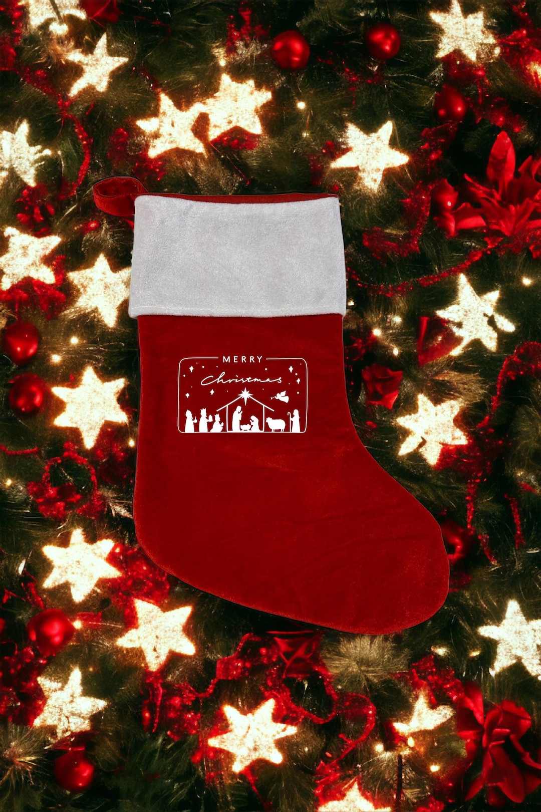 Happy Christmas Stocking,nativity Scene Stocking,jesus Gift,christmas ...