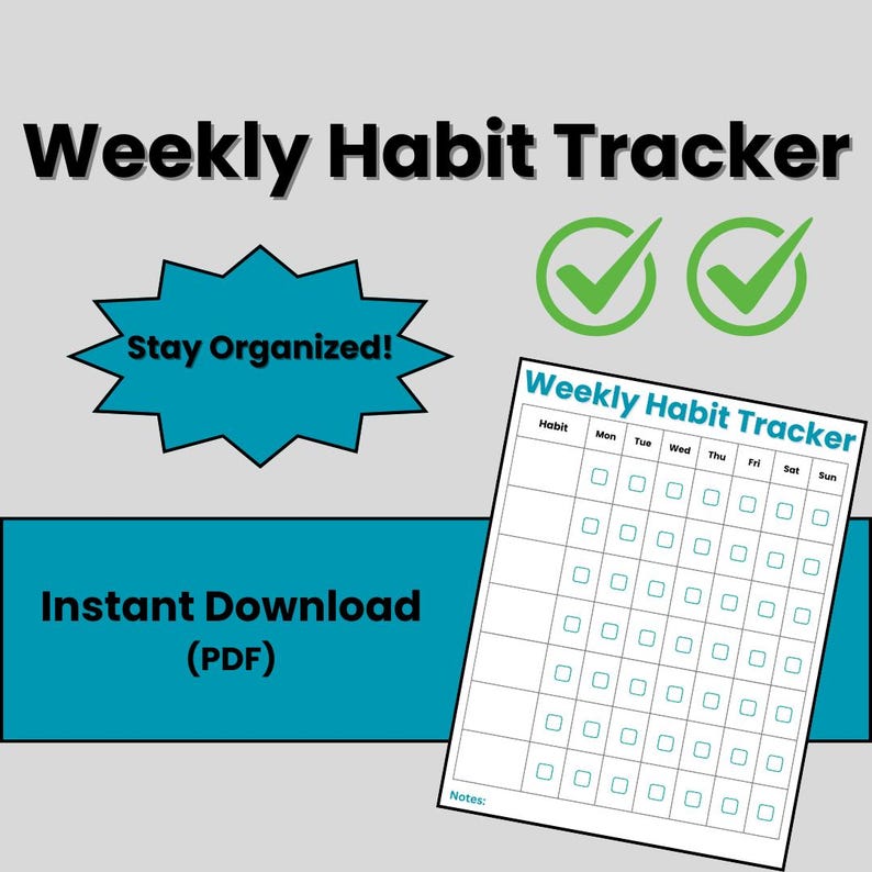 Weekly Habit Tracker Printable, Habit Chart, Instant Download, PDF ...