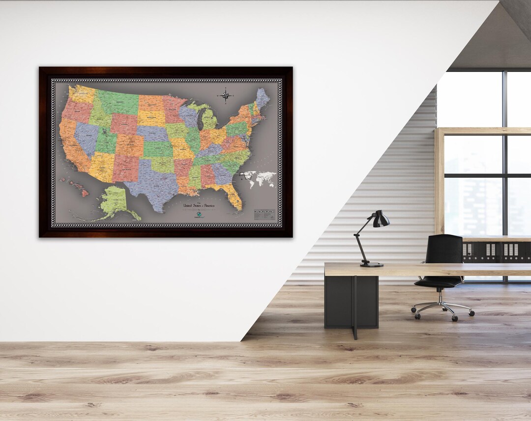 Custom Magnetic Travel Map | USA Map | Framed | Personalized Name and ...