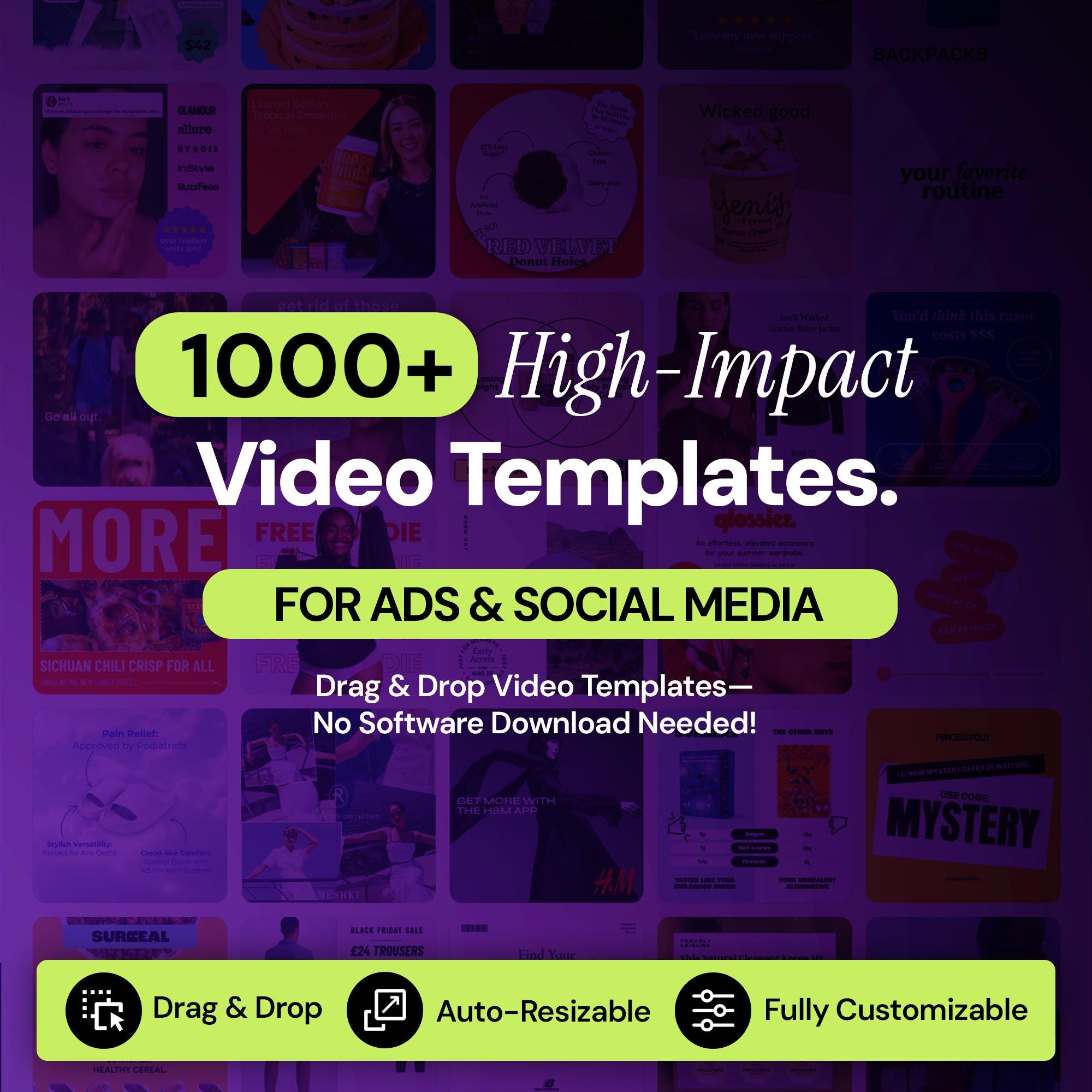 1000+ Drag-and-drop Video Ad Templates for Reels, Tiktok, IG, FB | Easy ...