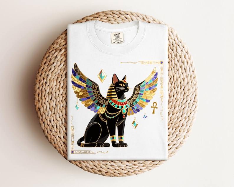 Egyptian Winged Cat Shirt: Comfort Colors Bastet Goddess Jumper ...
