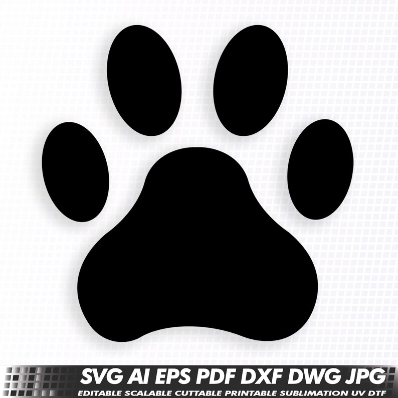 Dog Paw Vector SVG PNG PDF, Paw Silhouette Cut File (digital Download ...
