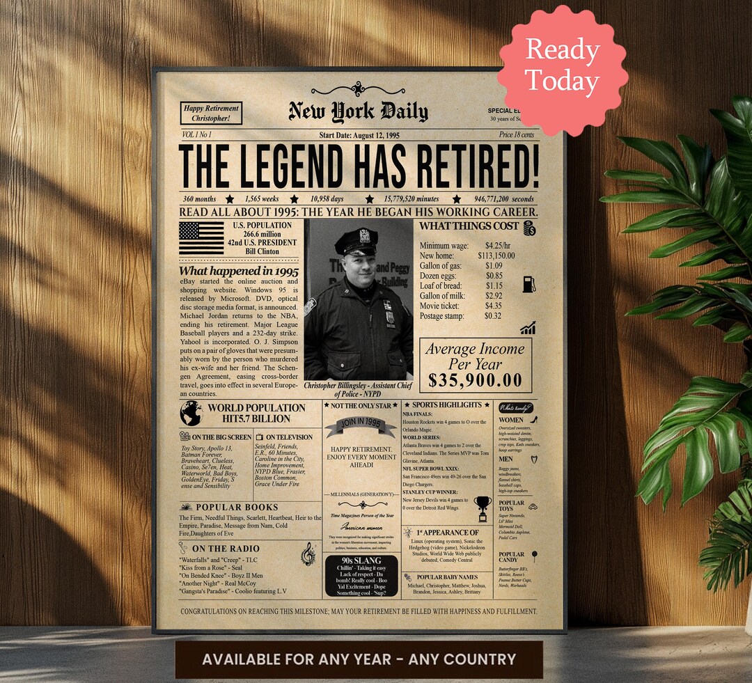 Personalized Police Retirement Newspaper Poster: Custom Law Enforcement ...