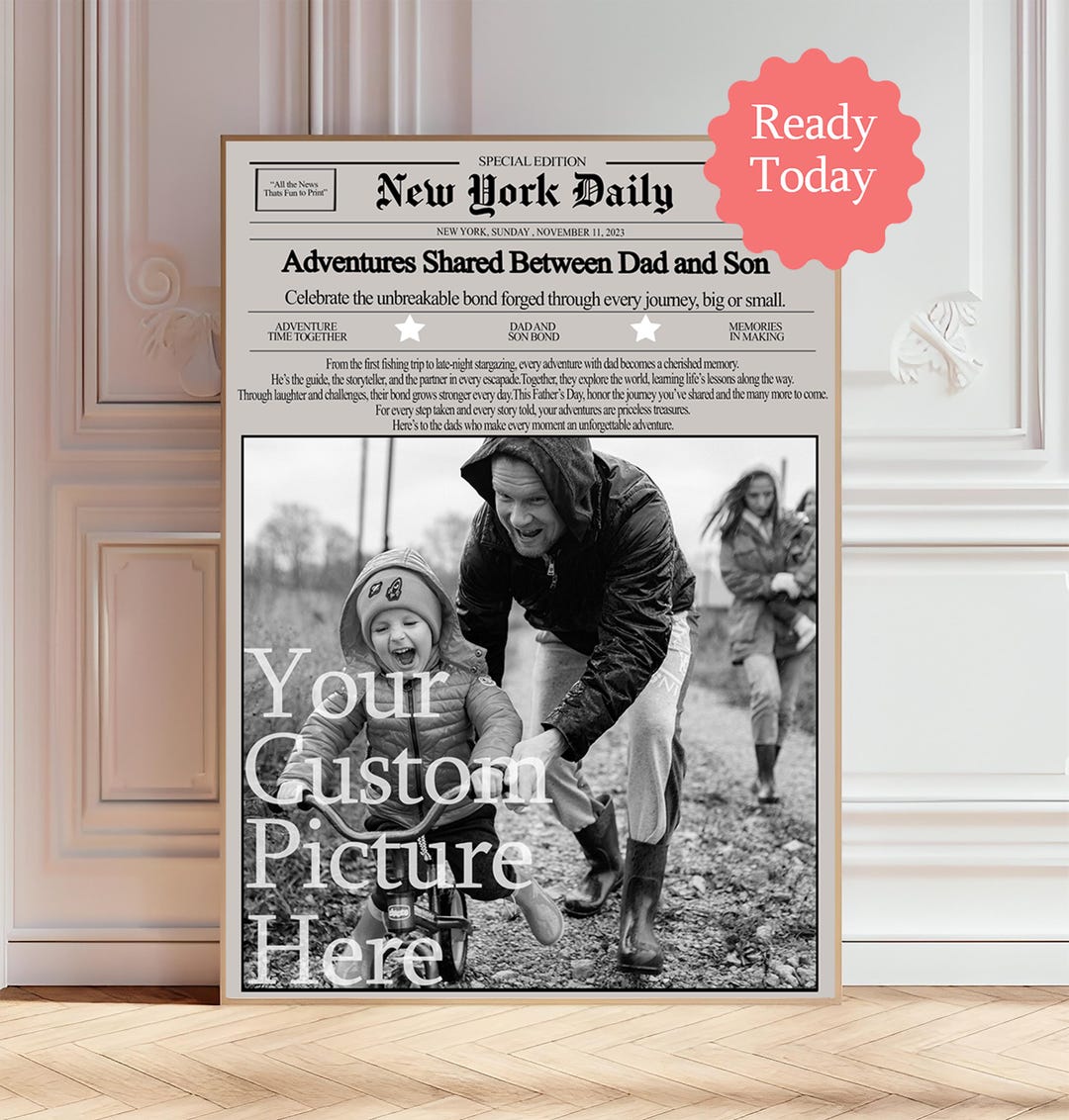 Custom Father's Day Newspaper Poster: Dad and Son Keepsake (digital ...