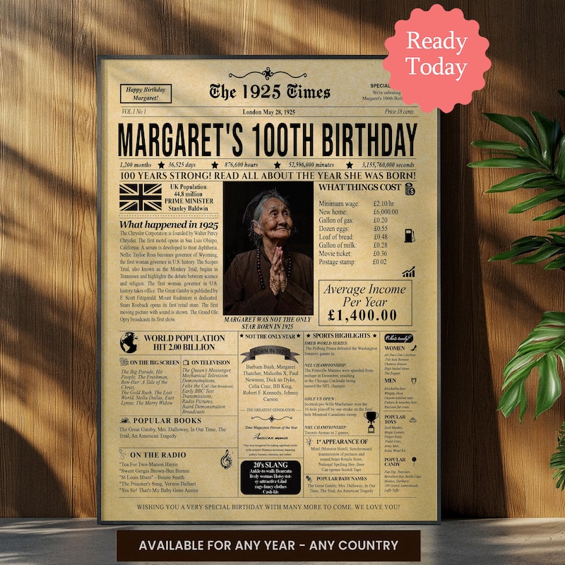 100th Birthday Newspaper - Etsy