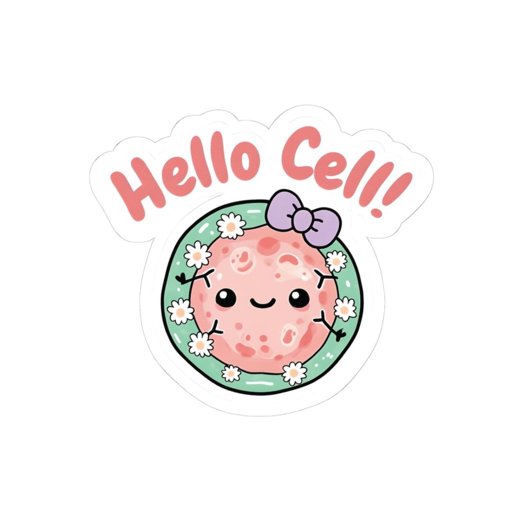 Cute Hello Cell Stickers - Playful Cell Design, Laptop Decor, Fun Gifts ...