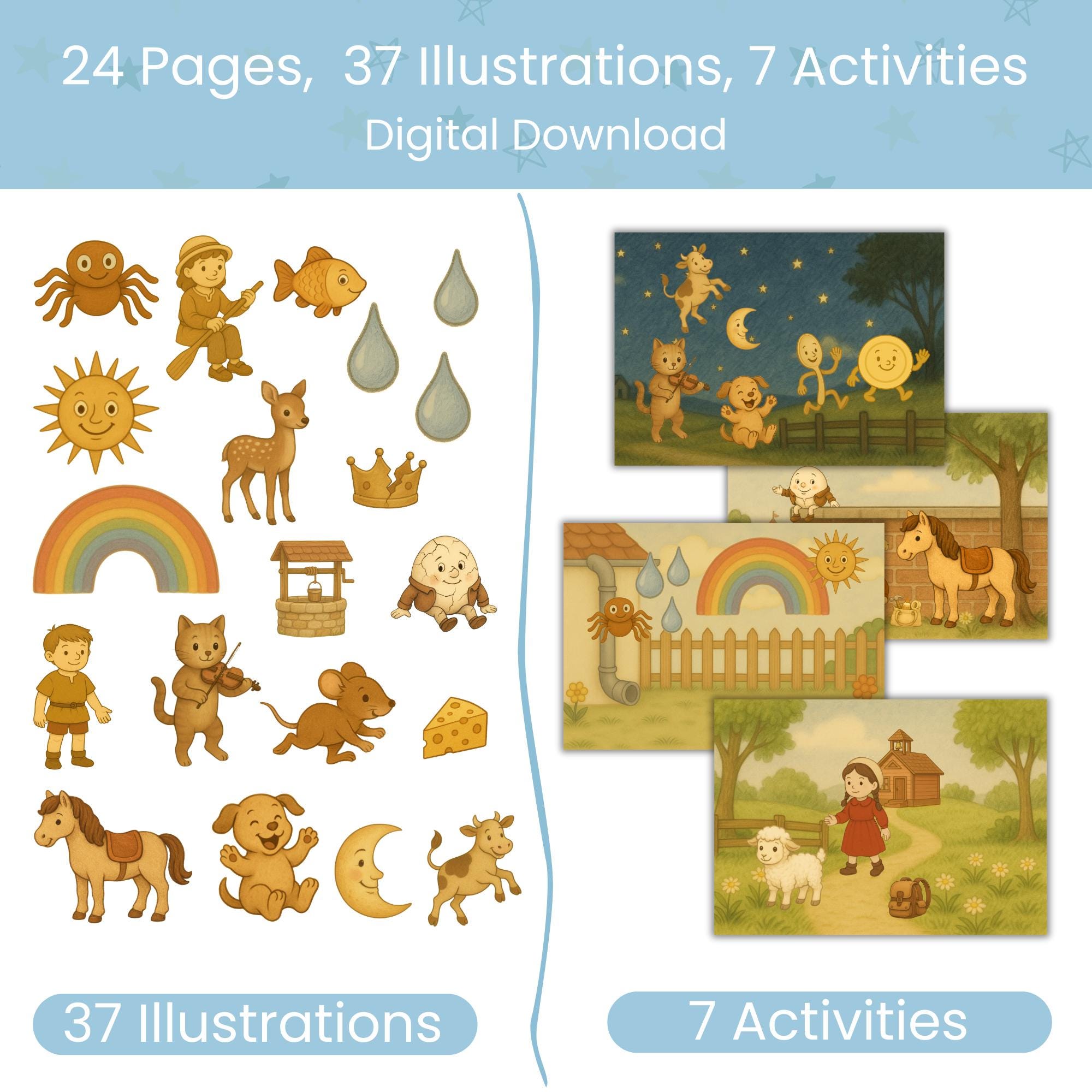 Nursery Rhyme Busy Book Sing Along Printable Activity Book Learning ...