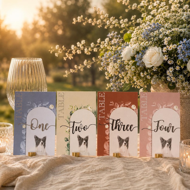 Custom Pet Wedding Table Numbers, Botanical Garden Style, Personalized ...