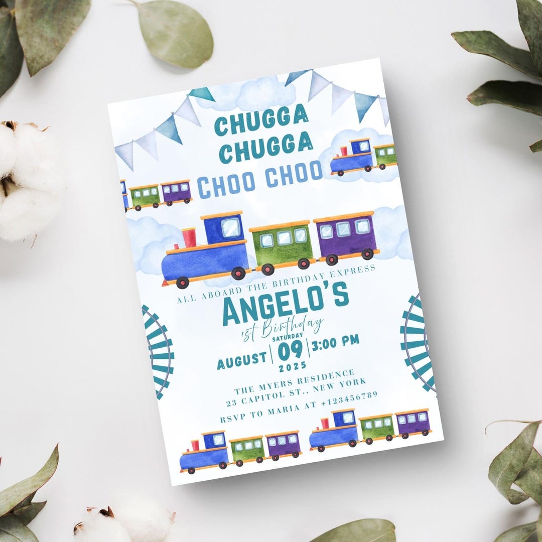 Editable Train Birthday Invitation Template, Toy Train Invitation ...
