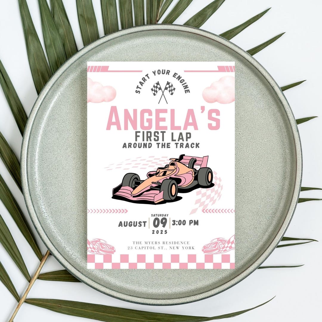Editable Race Car Invite, First Lap Around the Track Birthday ...