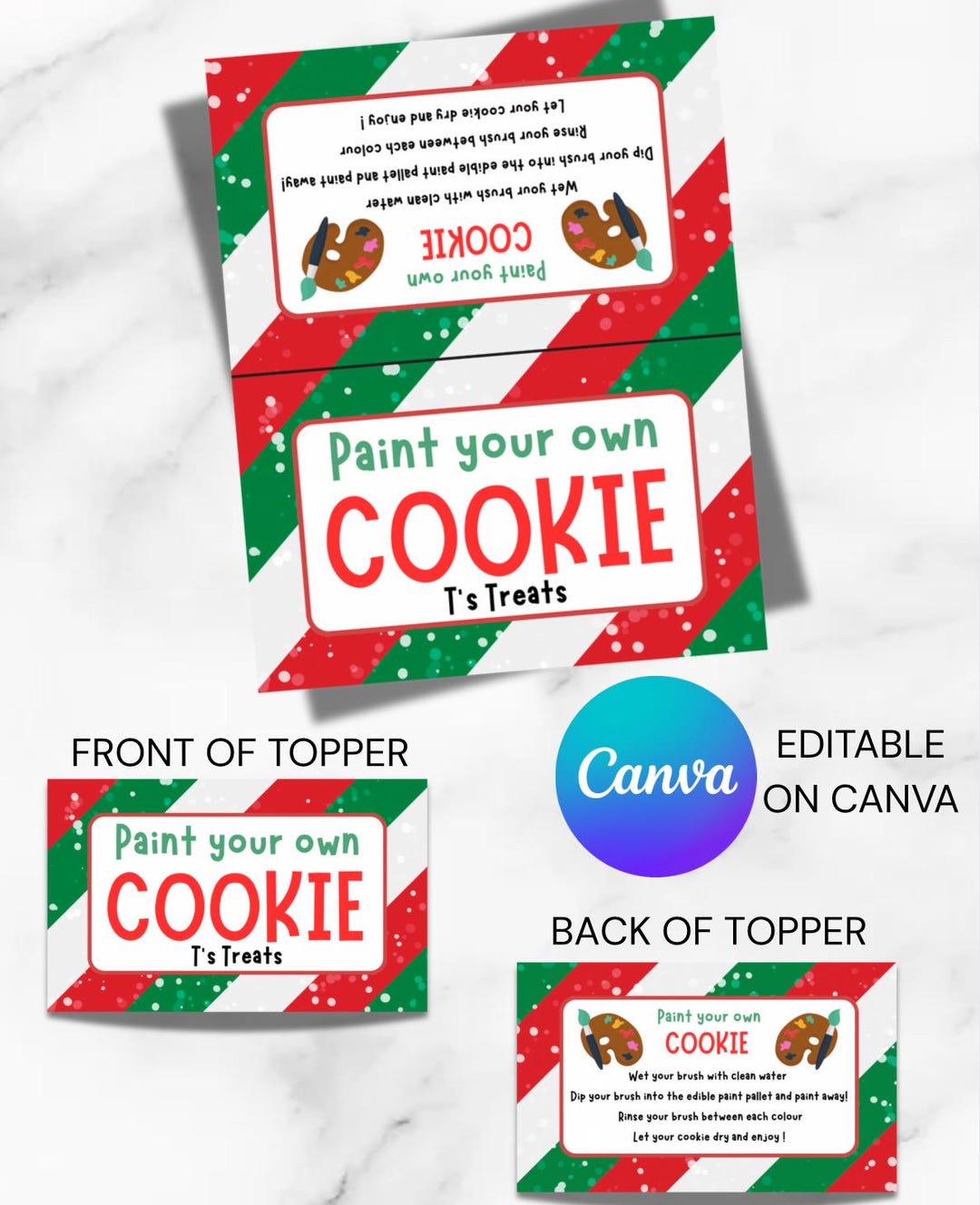 Instant Download EDITABLE Christmas PYO Cookie Bag Topper | Printable ...