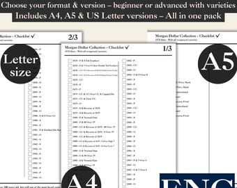 Morgan Dollar Checklist Mega Pack • A4, A5, US Letter • Beginner ...