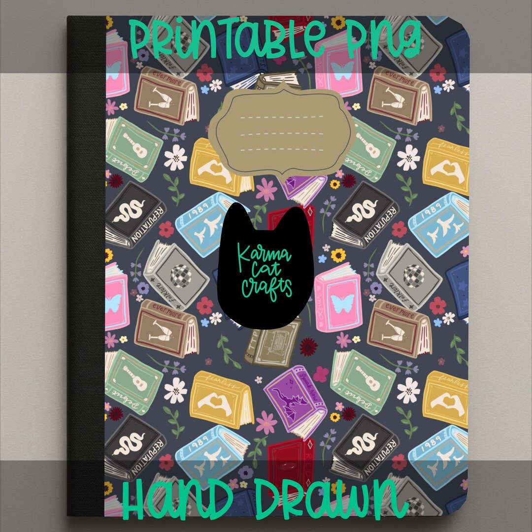 Printable Composition Notebook Cover PNG Eras - Etsy