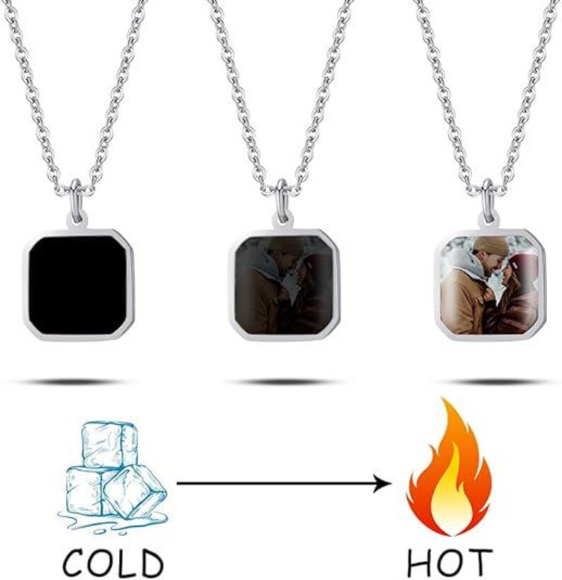 Custom Hidden Photo Pendant Necklace – Heat-activated, Stainless Steel ...