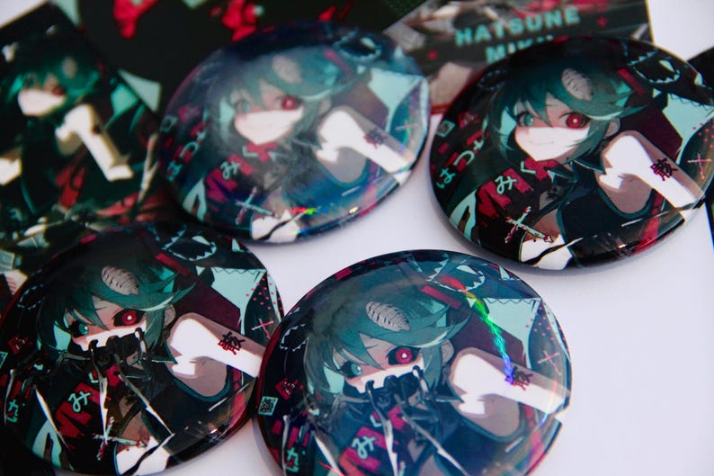Hatsune Miku Calne Ca Art Pin Badge | Gift | Vocaloid | Holographic ...