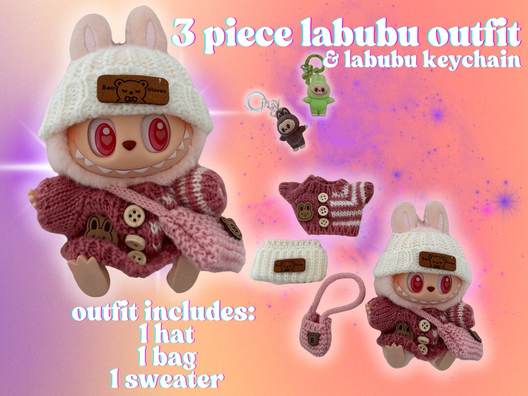 Pink Labubu Have a Seat Clothes (3 Pieces) & Labubu Keychain - Etsy
