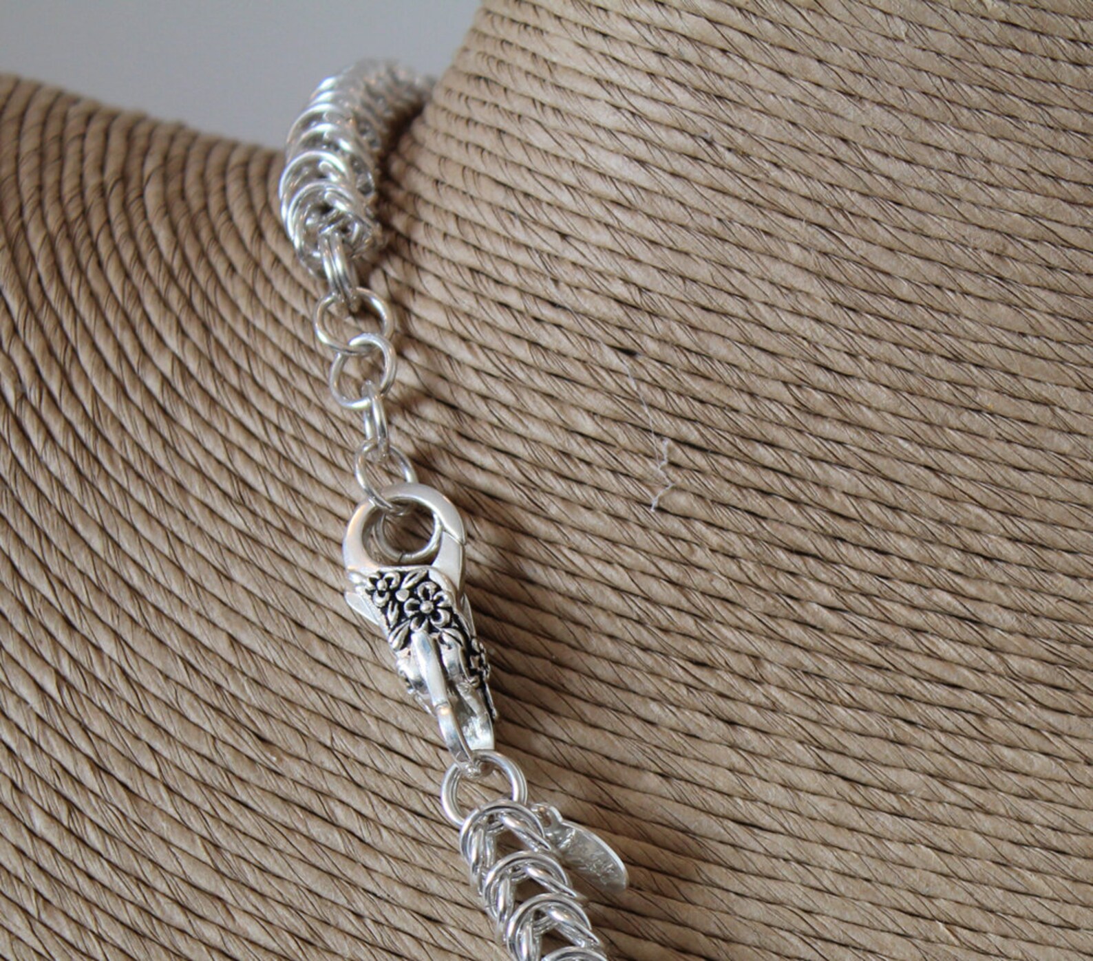 Heavy Box Weave Chainmaille Necklace With Decorative Lobster Claw Clasp ...