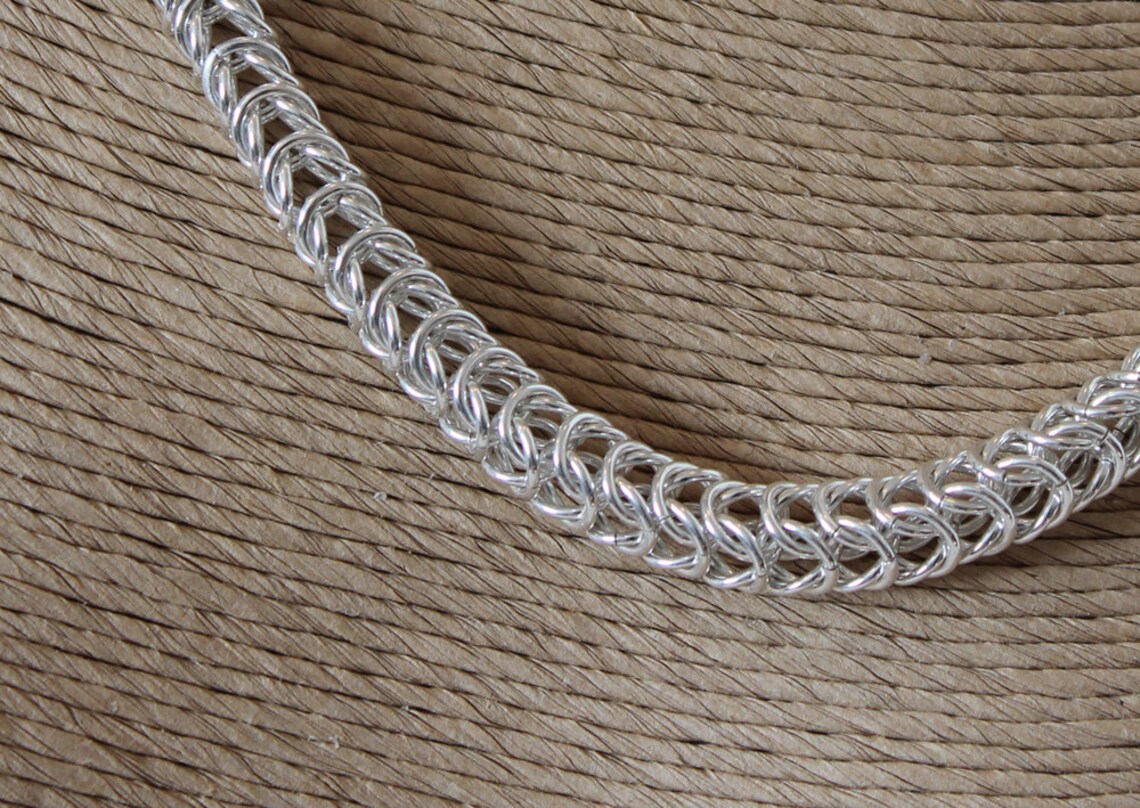 Heavy Box Weave Chainmaille Necklace With Decorative Lobster Claw Clasp ...