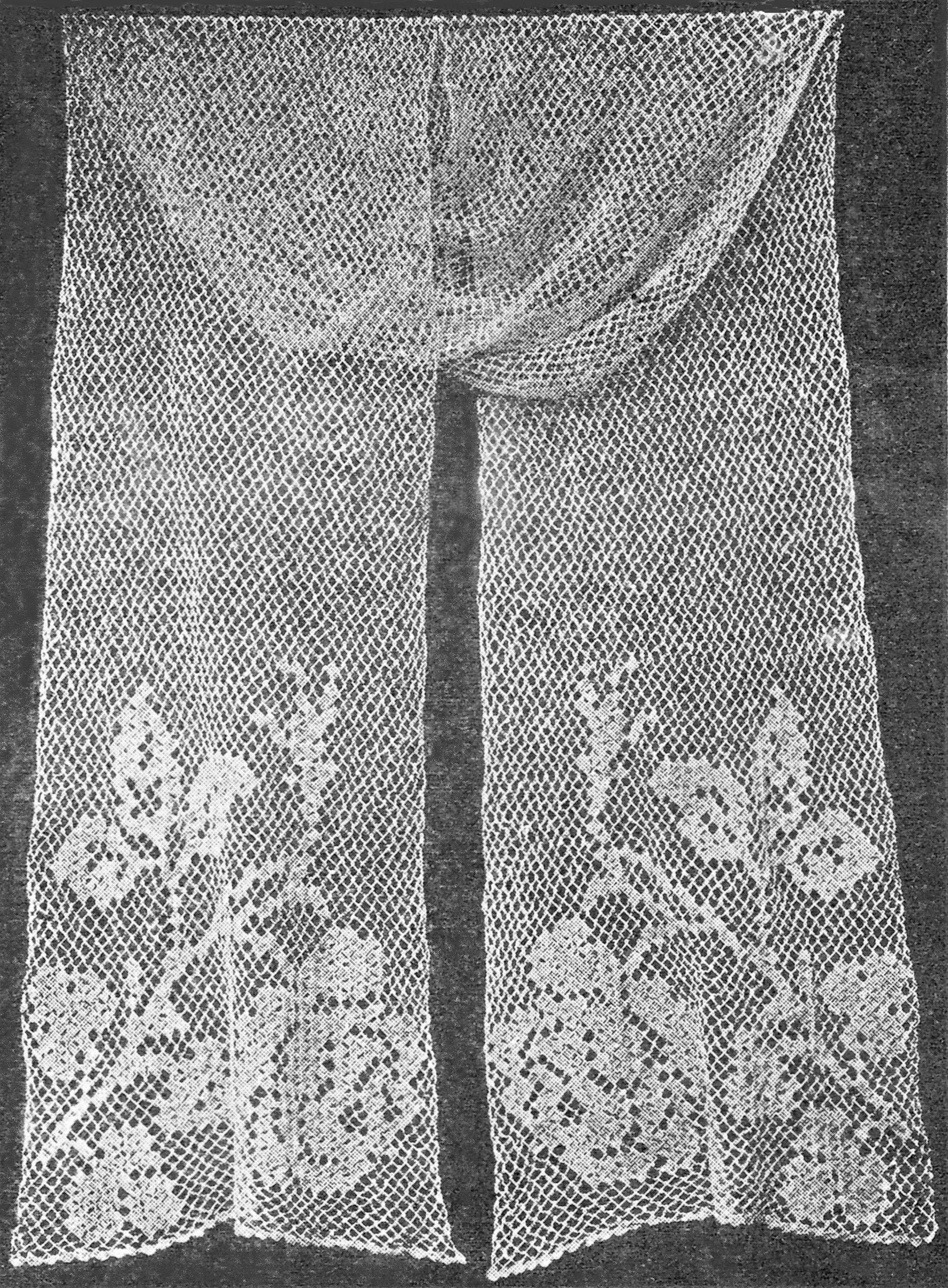 Vintage Filet Crochet Scarf Shawl Pattern 1910's Downton - Etsy