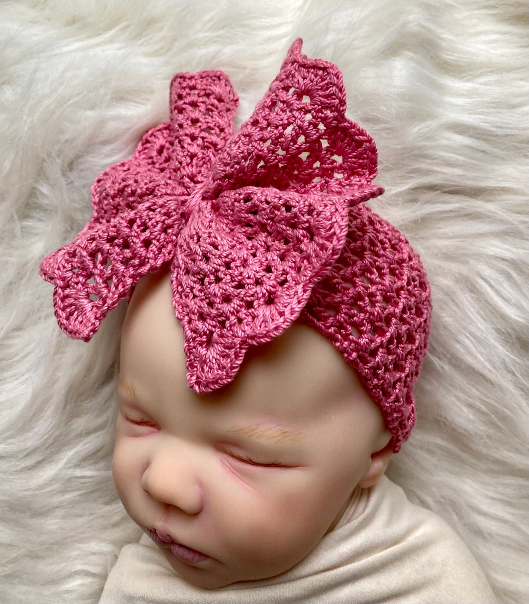 Shredded Bow Baby Headwrap Crochet Pattern Newborn 6 Months - Etsy