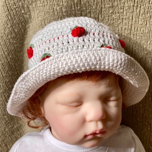 Baby Strawberry Sun Hat Crochet Pattern Size 3-6, 9-12 Months Bucket ...