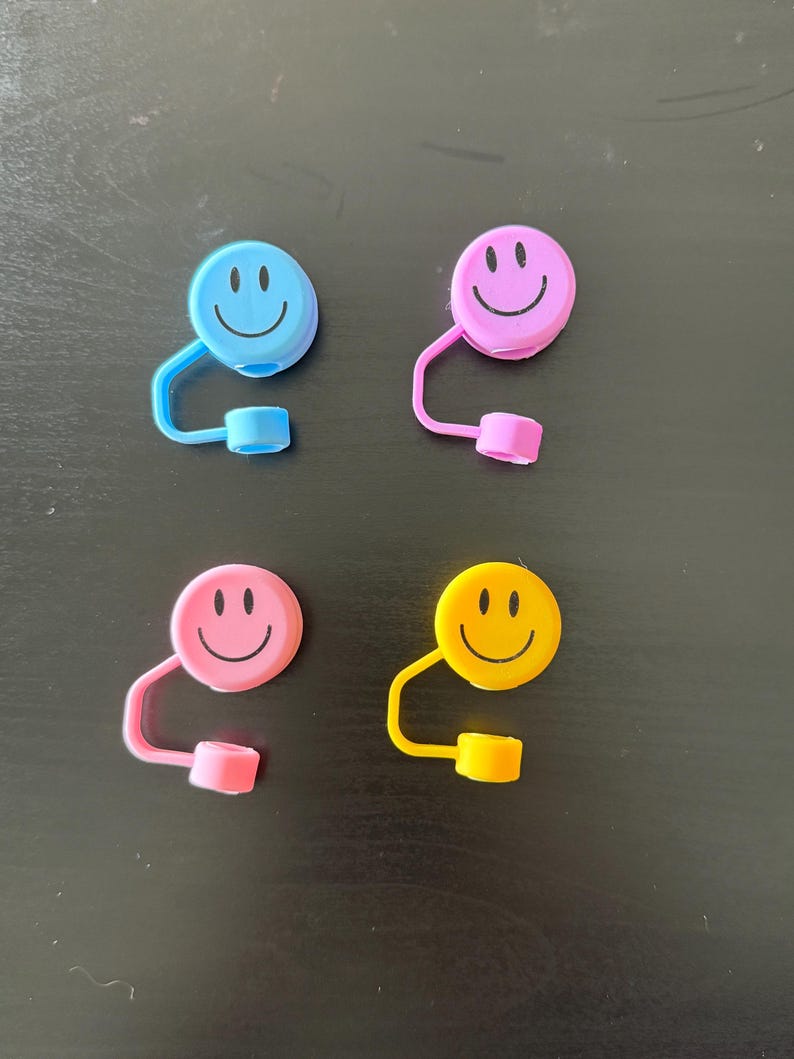 Smiley Face Straw Toppers - Etsy