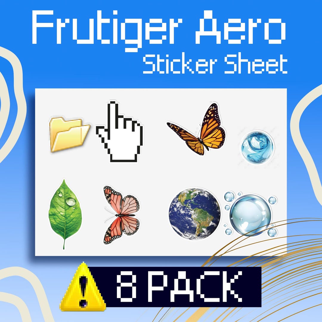 Frutiger Aero Sticker Sheet | 8-pack of Glossy Aesthetic Stickers With ...