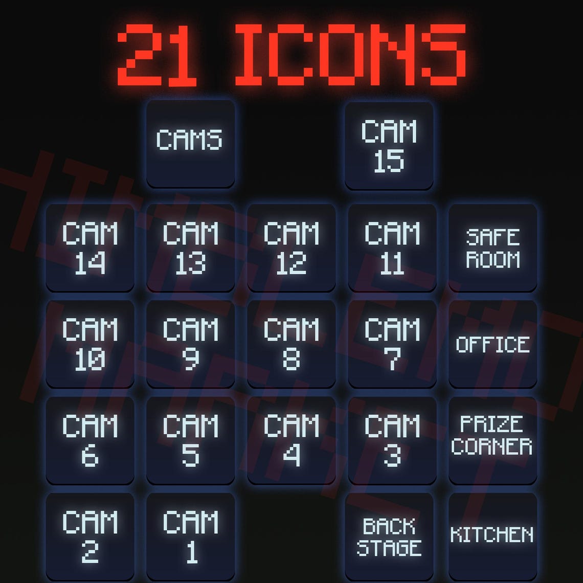 FNAF App Icons | CAM Buttons Pack for iPhone & Android | 21 Digital ...