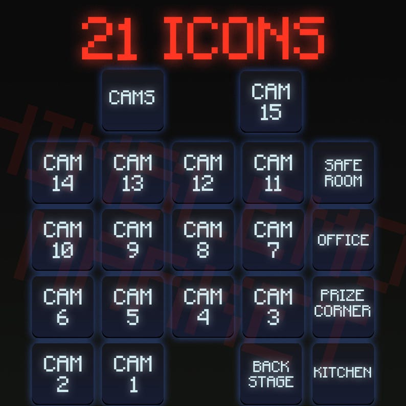 FNAF App Icons | CAM Buttons Pack for iPhone & Android | 21 Digital ...