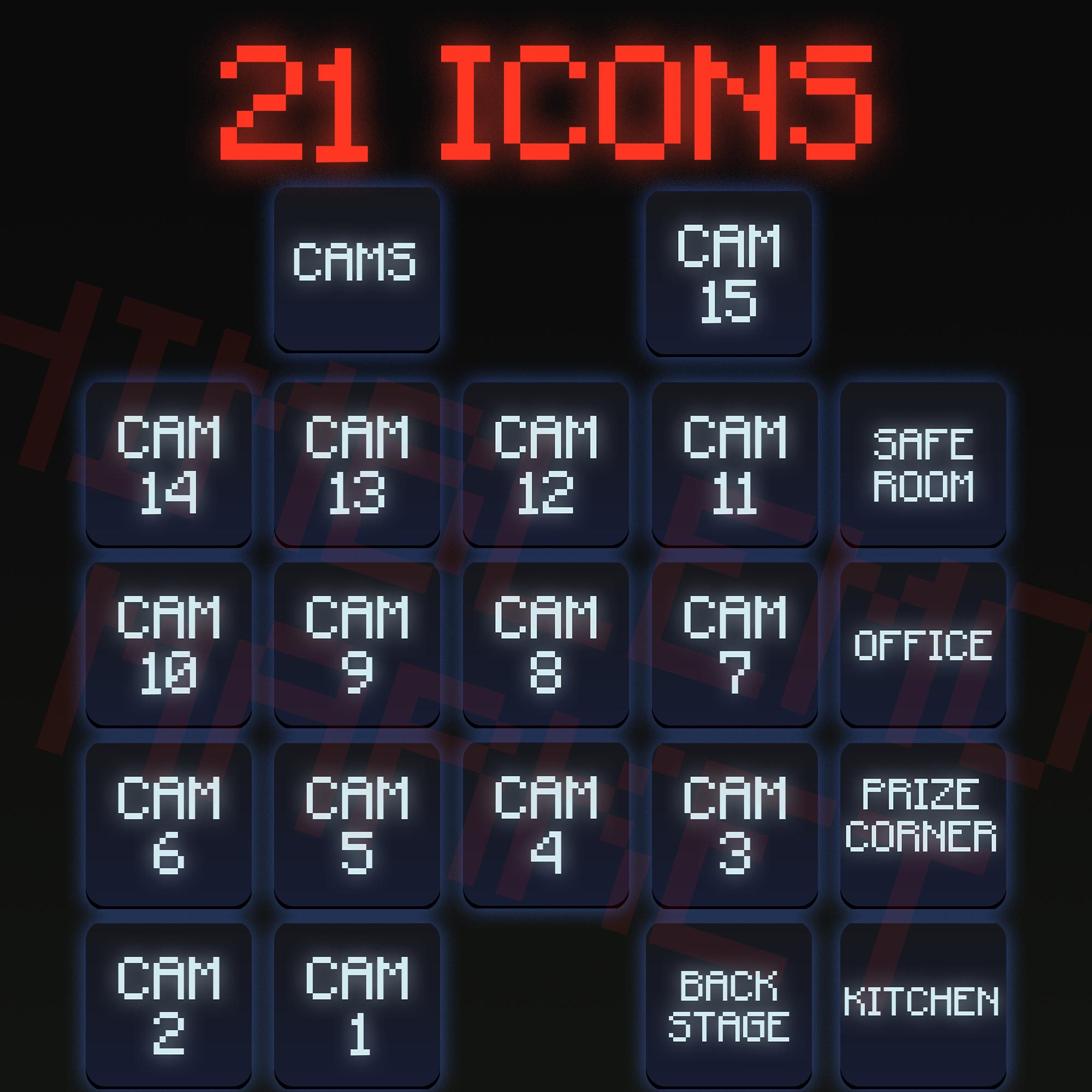 FNAF App Icons | CAM Buttons Pack for iPhone & Android | 21 Digital ...
