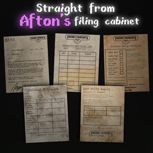 FNAF: Fazbear Document Props | Five Nights at Freddy's Paper Printable ...