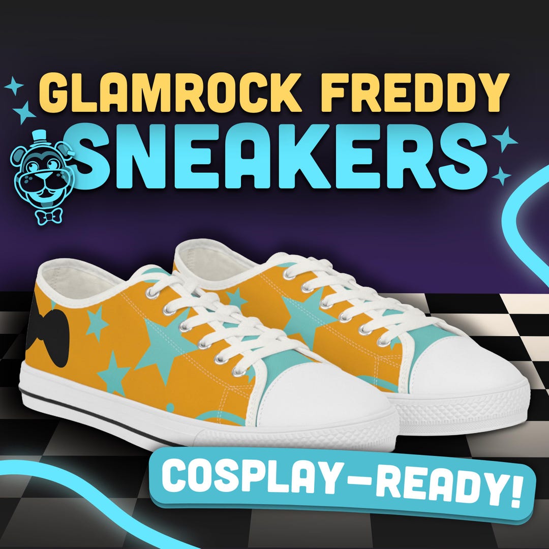 FNAF: Glamrock Freddy Shoes | Security Breach Sneakers | Cosplay Prop ...