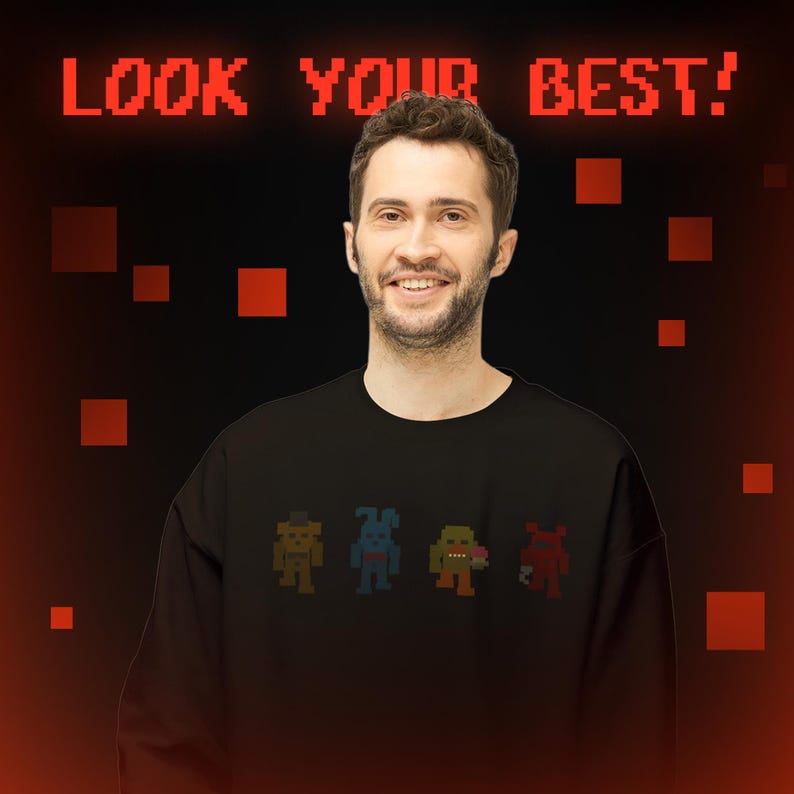 FNAF: 8 Bit Sprites Sweatshirt | Five Nights at Freddy's Pixel Art ...